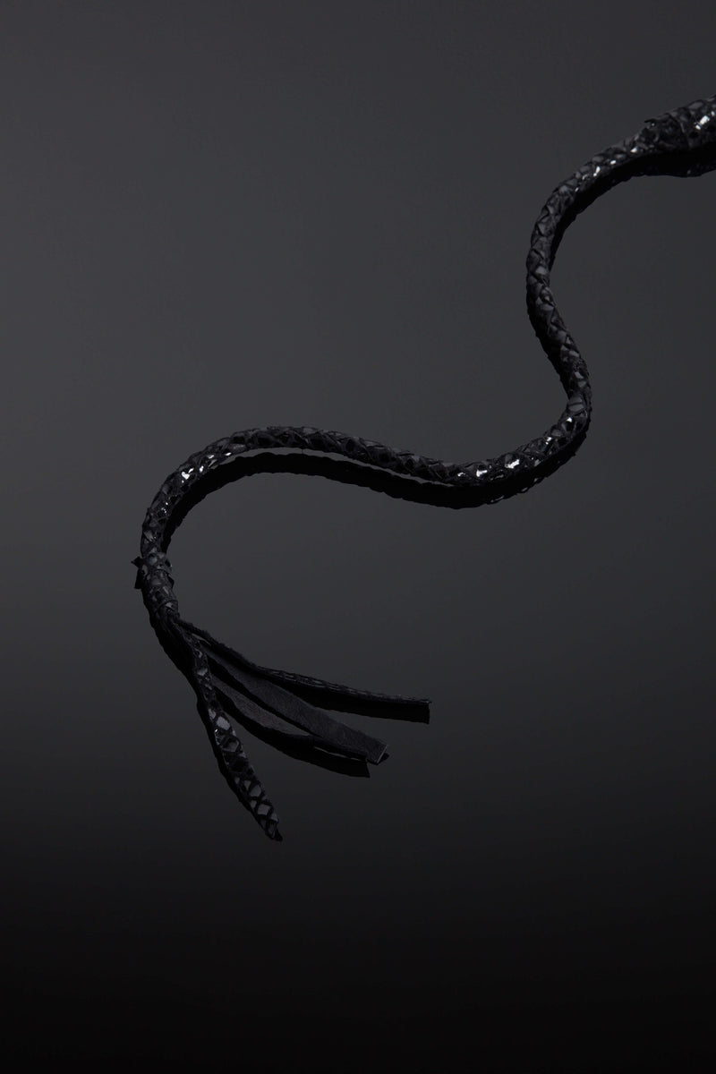 Serpens Snake Skin Emboss Four Foot Leather Whip | House of SXN